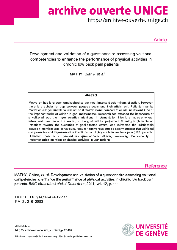 (PDF) Development and validation of a questionnaire assessing ...