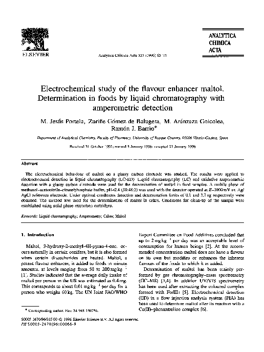 (PDF) Electrochemical study of the flavour enhancer maltol ...