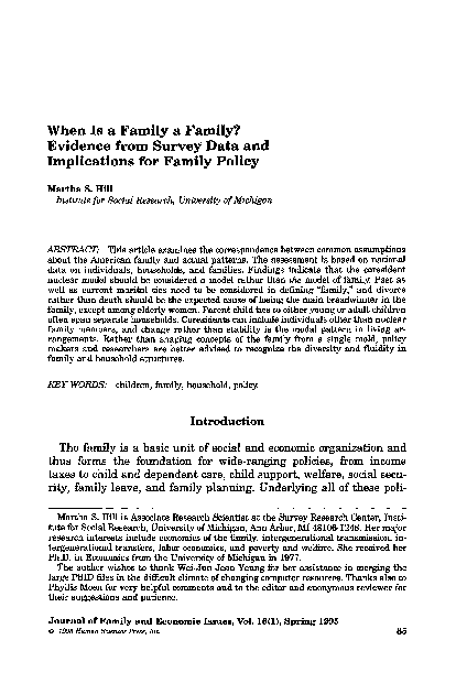 (PDF) When is a family a family? Evidence from survey data and ...
