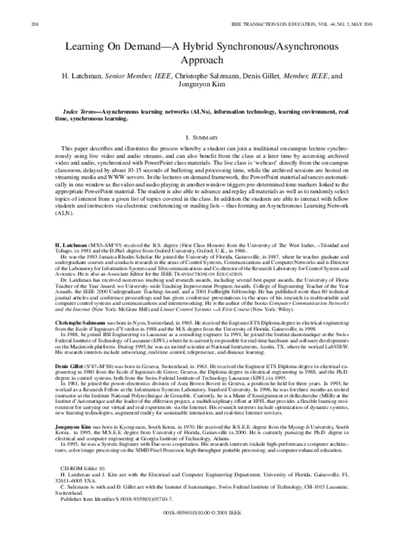 (PDF) Learning on demand-a hybrid synchronous/asynchronous approach ...