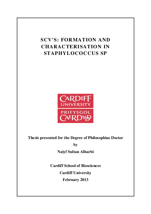 (PDF) SCV'S: Formation and characterisation in staphylococcus SP