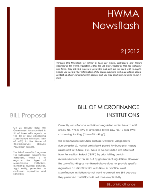 (PDF) Bill of Microfinance Institutions