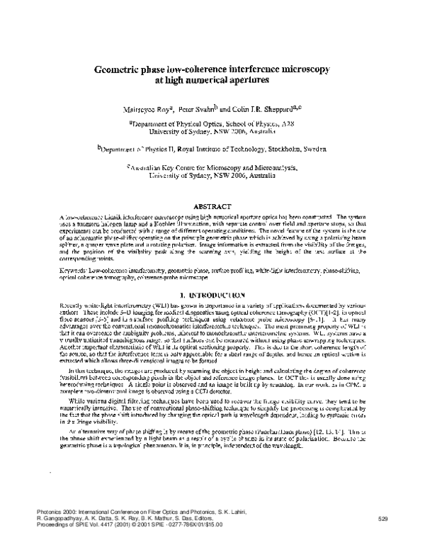 (PDF) Geometric phase low-coherence interference microscopy at high ...