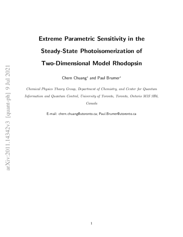 (PDF) Extreme Parametric Sensitivity in the Steady-State ...