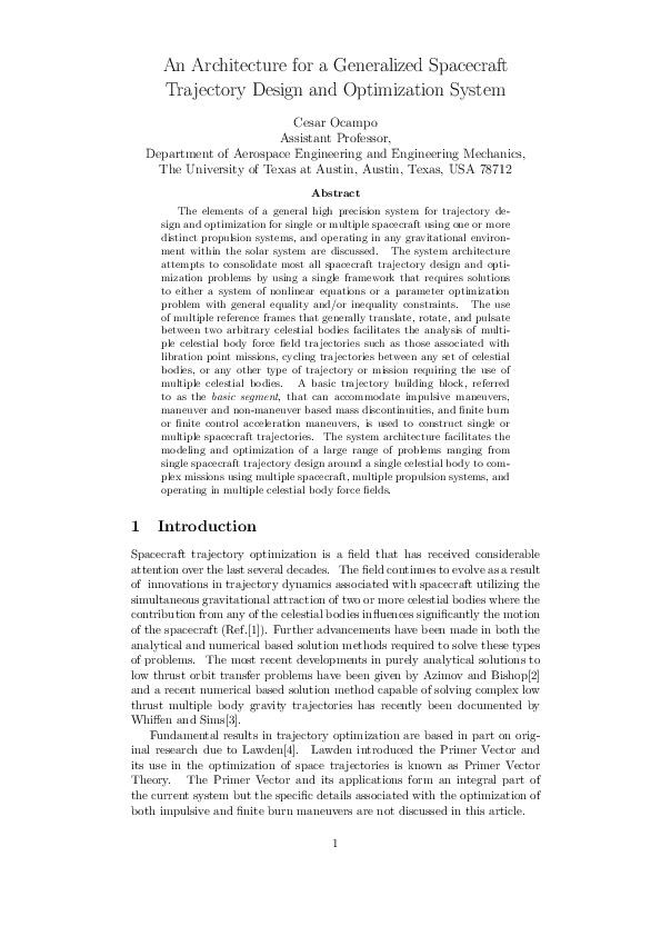 (PDF) An Architecture for a Generalized Spacecraft Trajectory Design ...