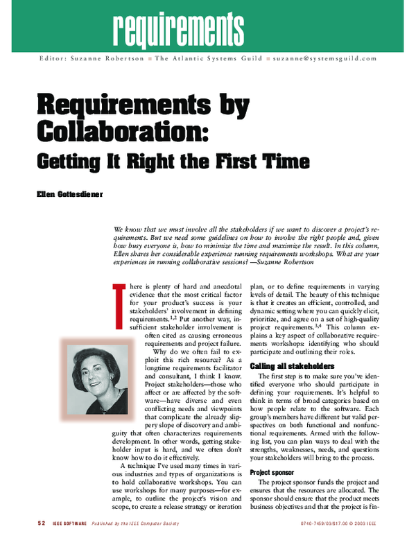(PDF) Requirements by collaboration: getting it right the first time