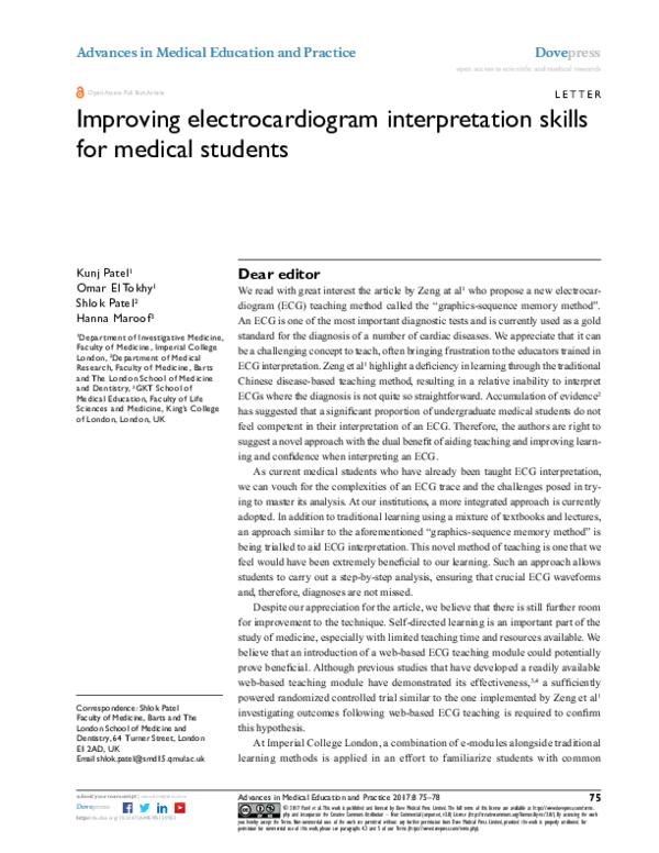 (PDF) Improving electrocardiogram interpretation skills for medical students
