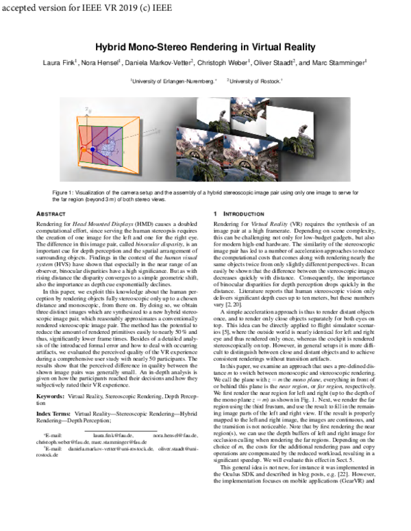 (PDF) Hybrid Mono-Stereo Rendering in Virtual Reality