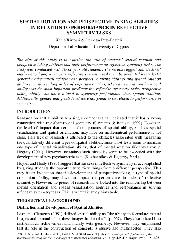 (PDF) Spatial rotation and perspective taking abilities in relation to ...