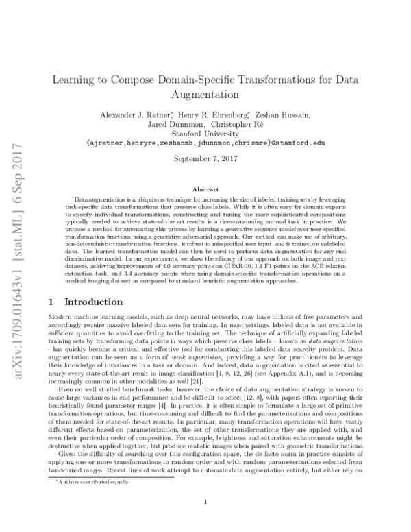 (PDF) Learning to Compose Domain-Specific Transformations for Data Augmentation