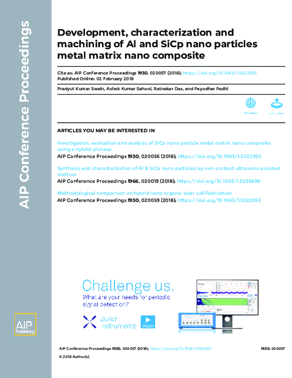 (PDF) Development, characterization and machining of Al and SiCp nano ...