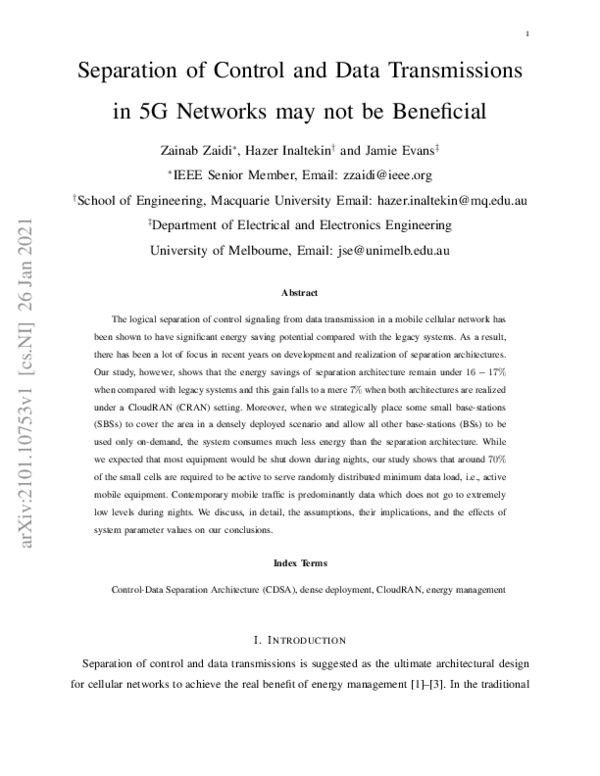 (PDF) Separation of Control and Data Transmissions in 5G Networks May ...