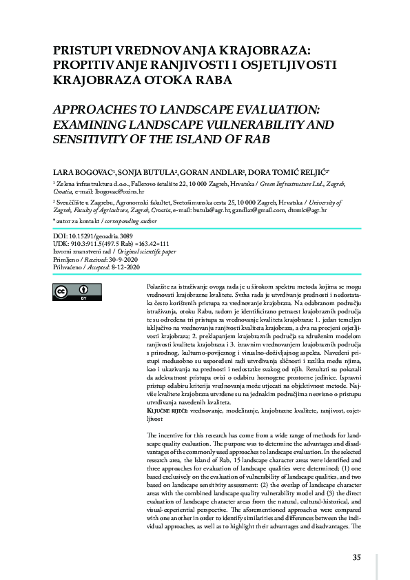 (PDF) APPROACHES TO LANDSCAPE EVALUATION: EXAMINING LANDSCAPE VULNERABILITY AND SENSITIVITY OF ...