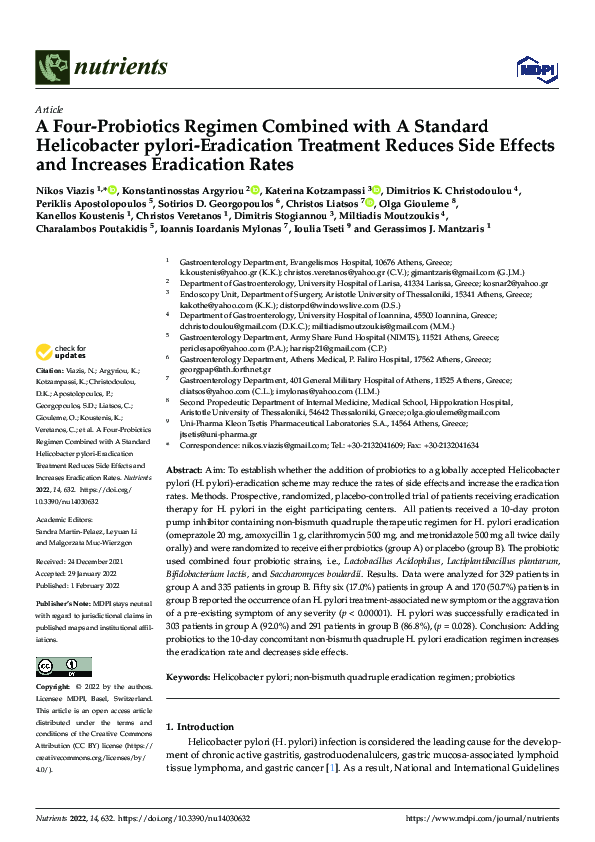 (PDF) A Four-Probiotics Regimen Combined with A Standard Helicobacter ...