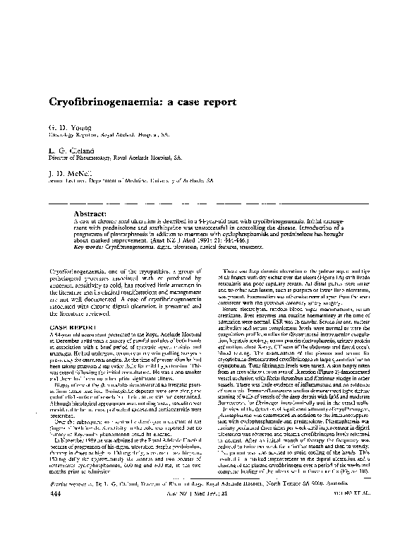 (PDF) Cryofibrinogenaemia: a case report