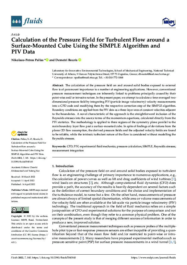 (PDF) Calculation of the Pressure Field for Turbulent Flow around a Surface-Mounted Cube Using ...