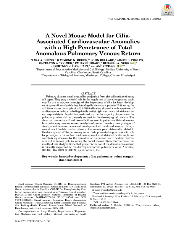 (PDF) A Novel Mouse Model for Cilia-Associated Cardiovascular Anomalies ...