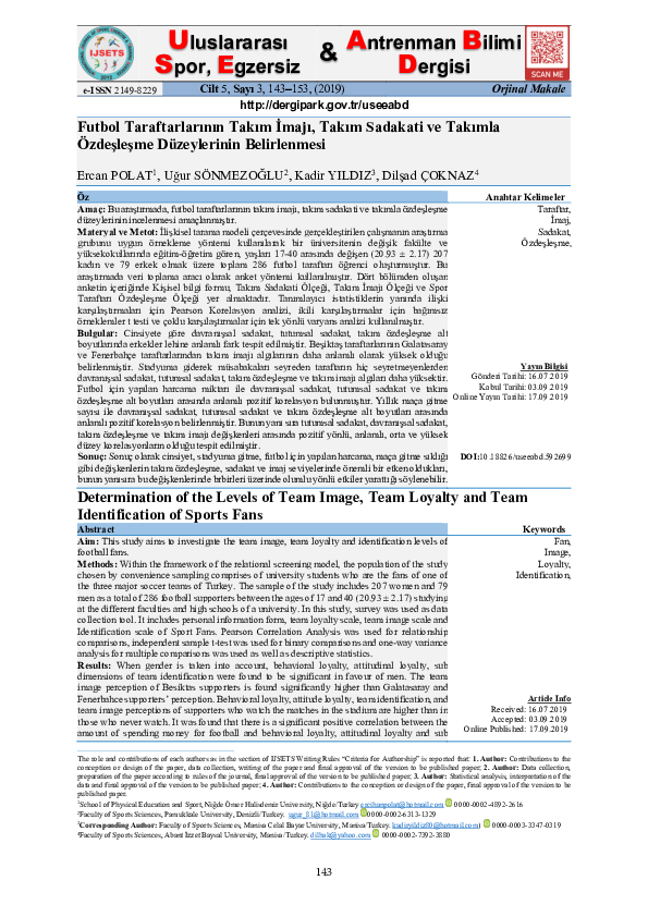 (PDF) A Study on determining the levels of team image, team loyalty and ...