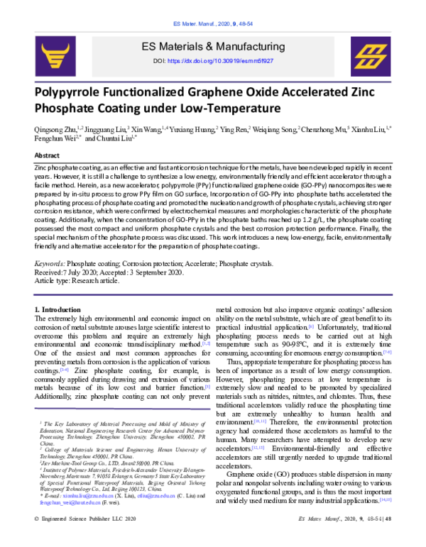 (PDF) Polypyrrole Functionalized Graphene Oxide Accelerated Zinc ...
