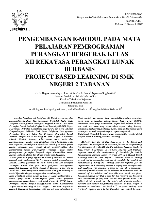 (PDF) Pengembangan E-Modul Pada Mata Pelajaran Pemrograman Perangkat Bergerak Kelas XII Rekayasa ...