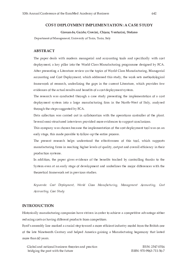 (PDF) Cost Deployment Implementation: A Case Study