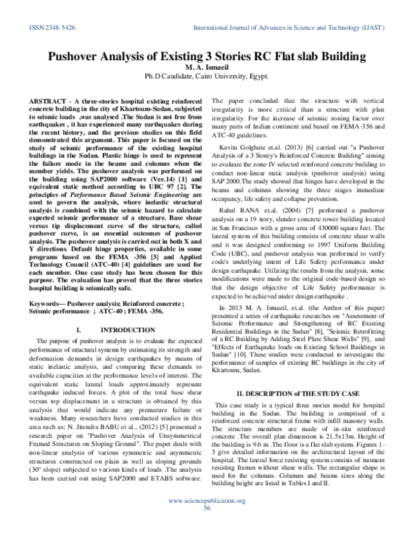 (PDF) Pushover Analysis of Existing 4 Storey RC Flat Slab Building