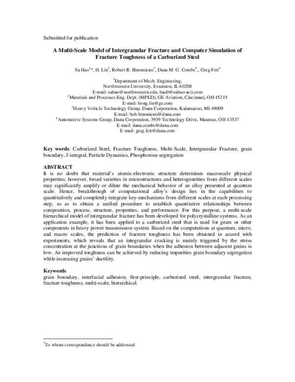 (PDF) A multi-scale model of intergranular fracture and computer simulation of fracture ...