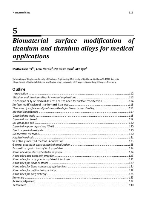 (PDF) Biomaterial Surface Modification Of Titanium and Titanium Alloys ...