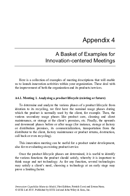 (PDF) Appendix 4: A Basket of Examples for Innovation-Centered Meetings
