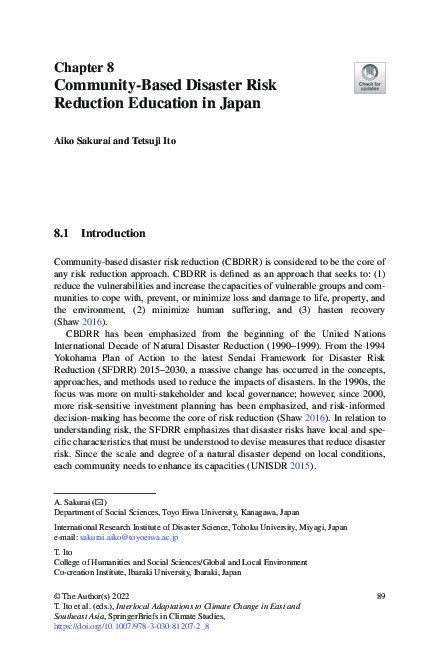 (PDF) Community-Based Disaster Risk Reduction Education in Japan