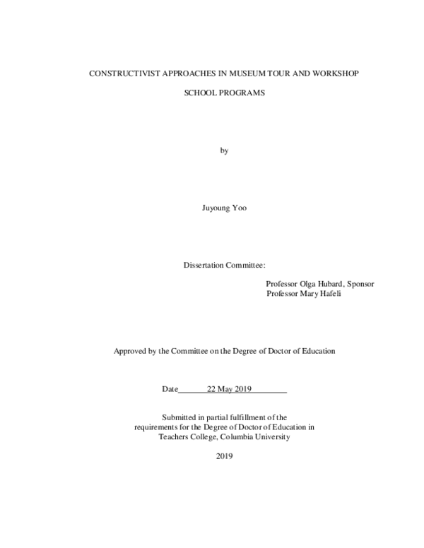 (PDF) Constructivist Approaches in Museum Tour and Workshop School Programs