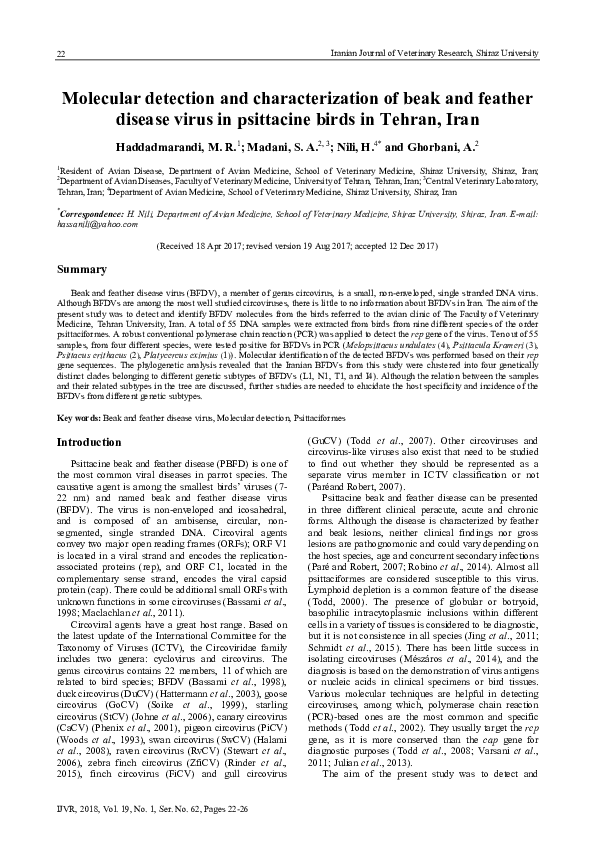 (PDF) Molecular detection and characterization of beak and feather ...