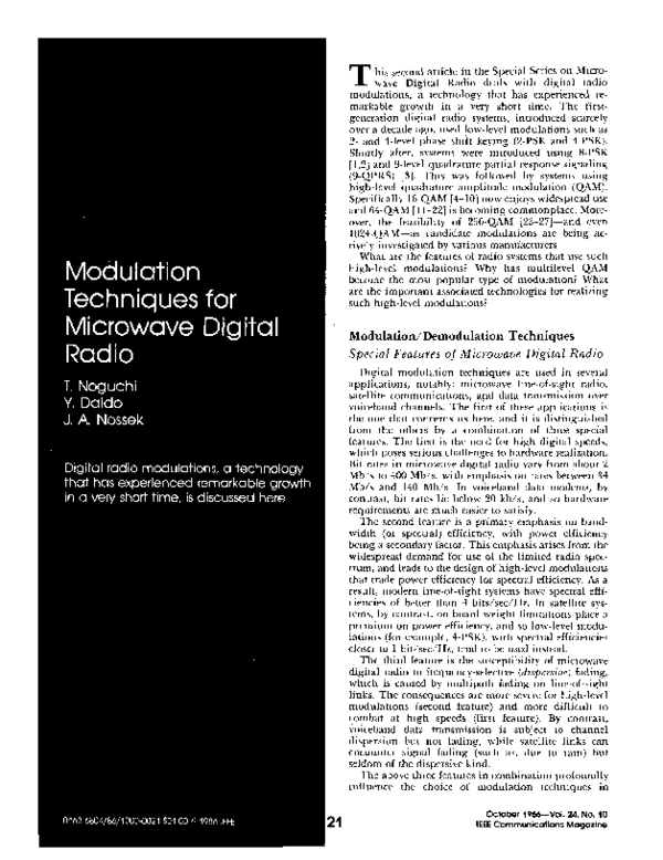(PDF) Modulation techniques for microwave digital radio