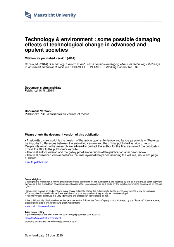 (PDF) Technology & Environment: Some Possible Damaging Effects of ...
