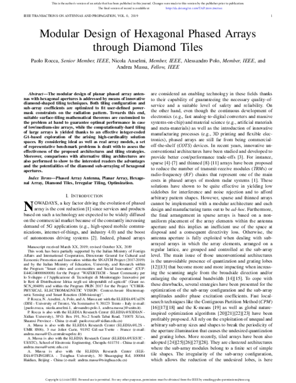 (PDF) Modular Design of Hexagonal Phased Arrays through Diamond Tiles