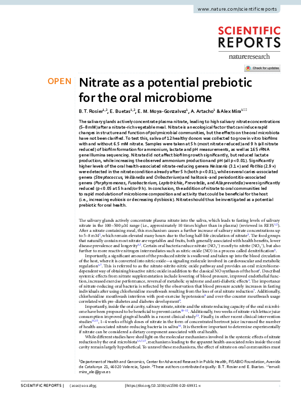 (PDF) Nitrate as a potential prebiotic for the oral microbiome