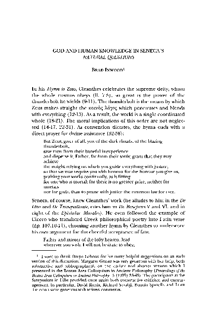 (PDF) God and Human Knowledge in Seneca’s Natural Questions