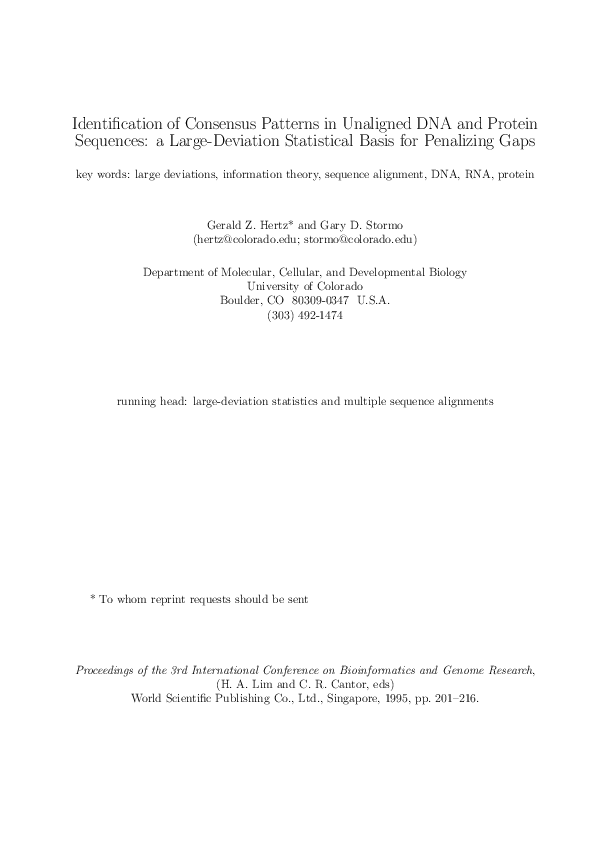 (PDF) Identification of consensus patterns in unaligned dna and protein sequences: a large ...