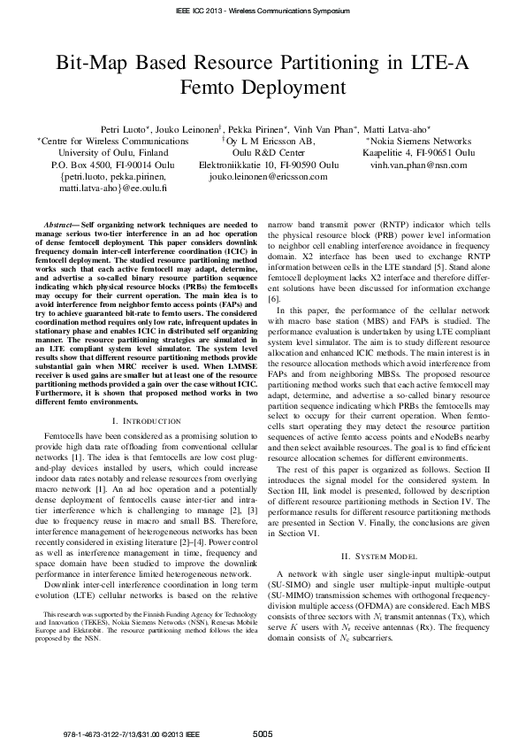 (PDF) Bit-map based resource partitioning in LTE-A femto deployment