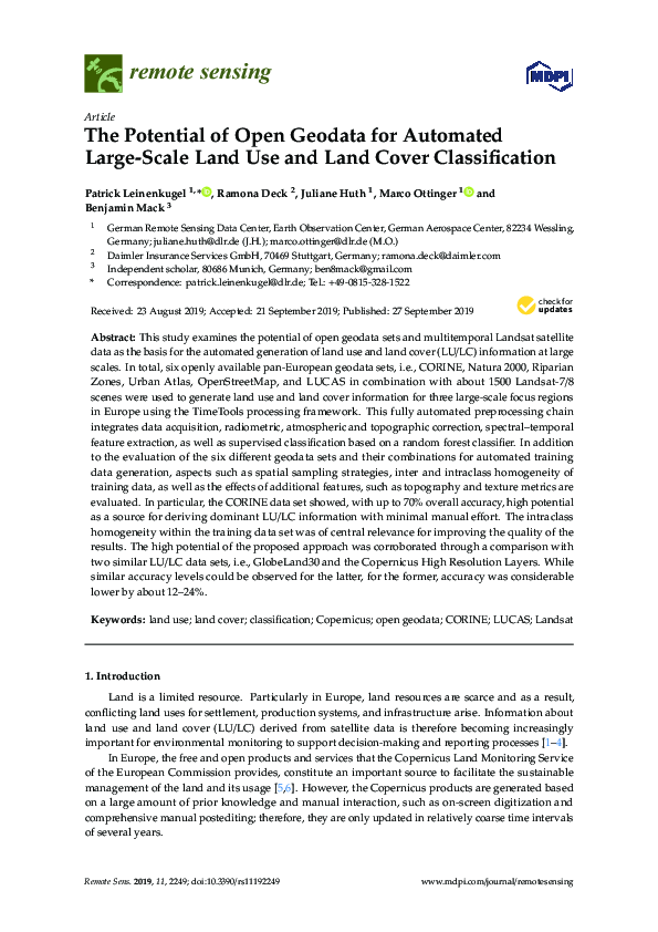 (PDF) The Potential of Open Geodata for Automated Large-Scale Land Use ...