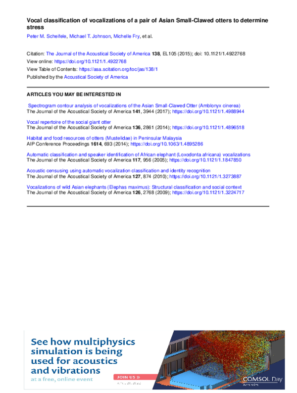 (PDF) Vocal classification of vocalizations of a pair of Asian Small ...