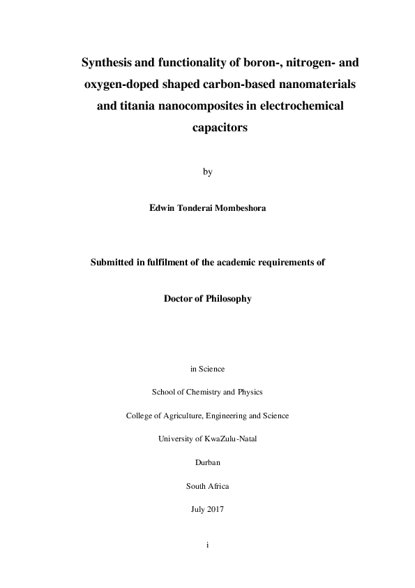 (PDF) Synthesis and functionality of boron-, nitrogen- and oxygen-doped ...