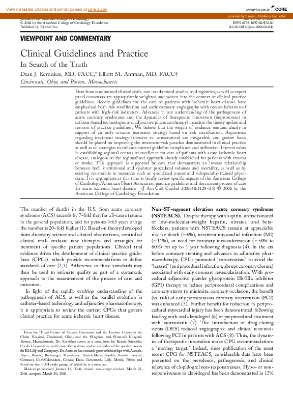 Pdf Clinical Guidelines And Practice