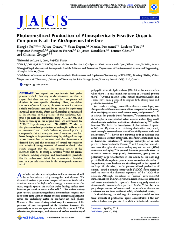 (PDF) Photosensitized production of atmospherically reactive organic ...