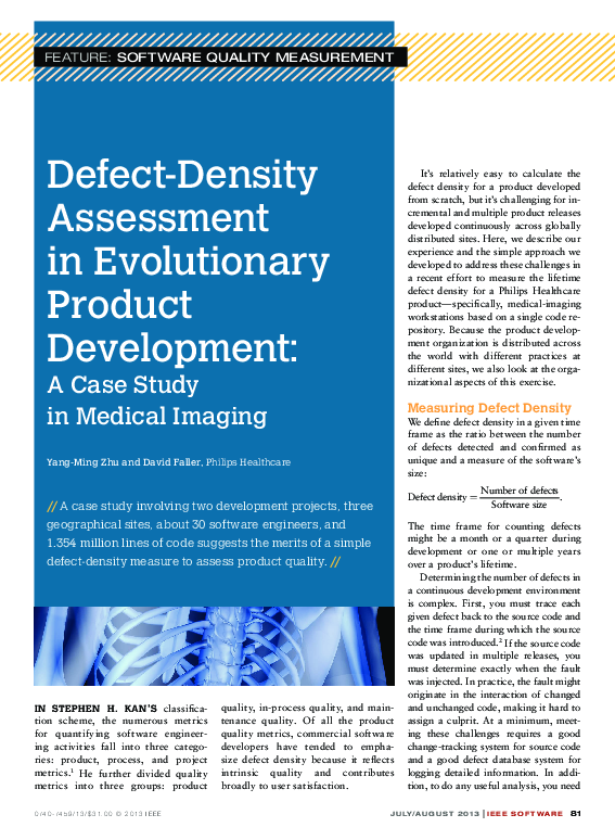 (PDF) Defect-Density Assessment in Evolutionary Product Development: A ...