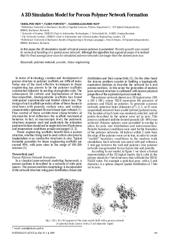 (PDF) A 3D Simulation Model for Porous Polymer Network Formation