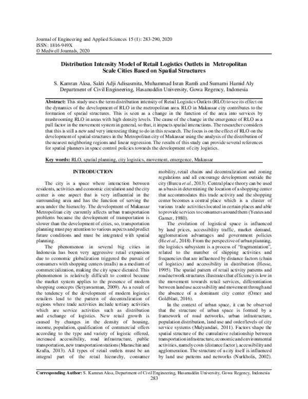(PDF) Distribution Intensity Model of Retail Logistics Outlets in ...