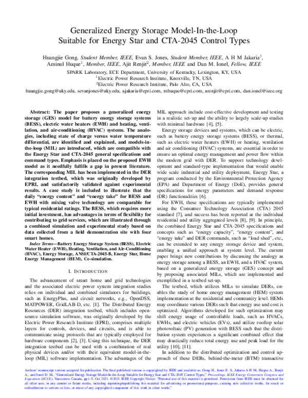 (PDF) Generalized Energy Storage Model-In-the-Loop Suitable for Energy ...