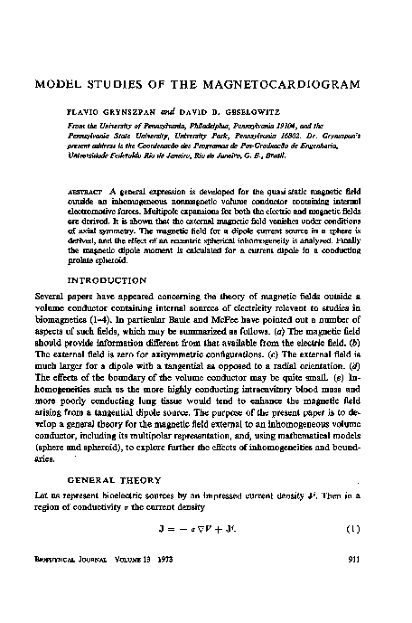 (PDF) Model Studies of the Magnetocardiogram