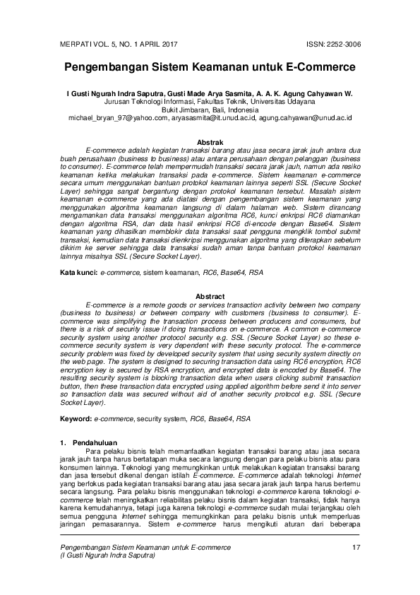 (PDF) Pengembangan Sistem Keamanan untuk E-Commerce